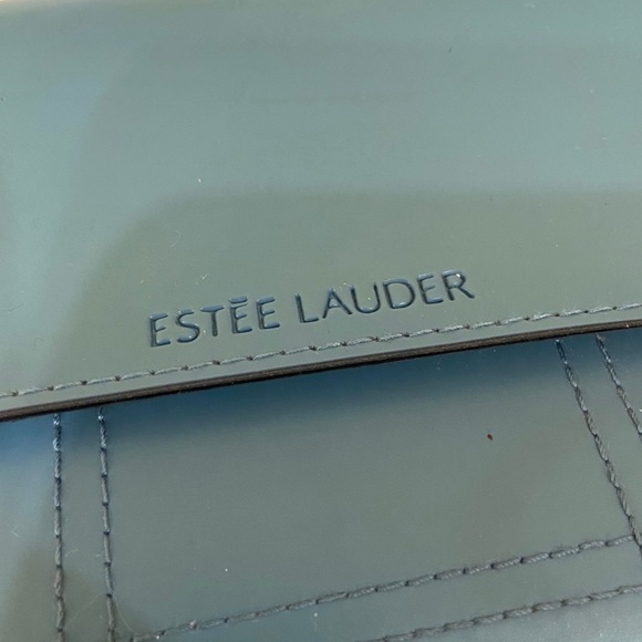 Estee Lauder | Bags | Estee Lauder Blue Faux Leather Cosmetic Purse ...